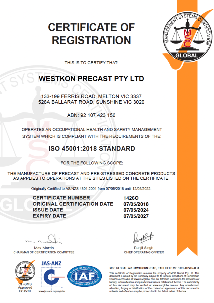 certificate - Westkon